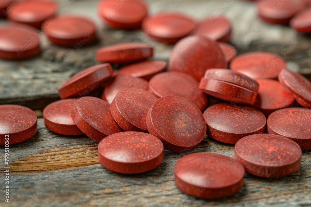 Red Film Coated Tablets of Multi Vitamins and Minerals. Anti Stress ...