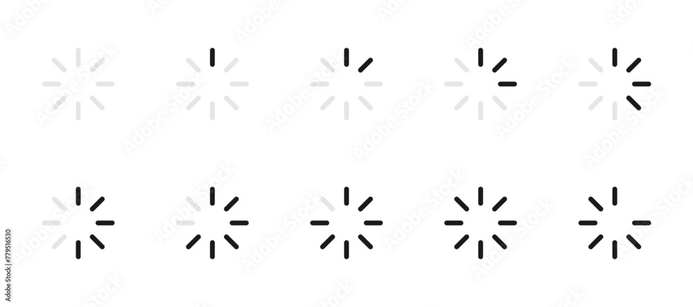 Loading Indicator Vector Icon Set Buffer Status Circle Bar Symbol