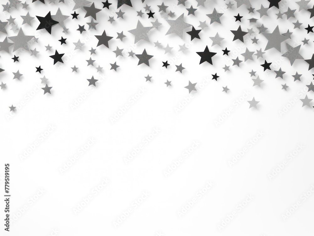 gray stars frame border with blank space in the middle on white ...