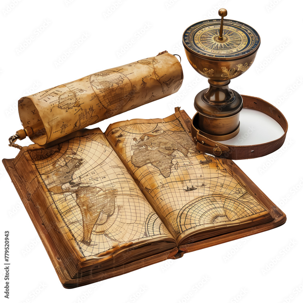 A navigator's atlas from the Age of Discovery, open to maps of new ...