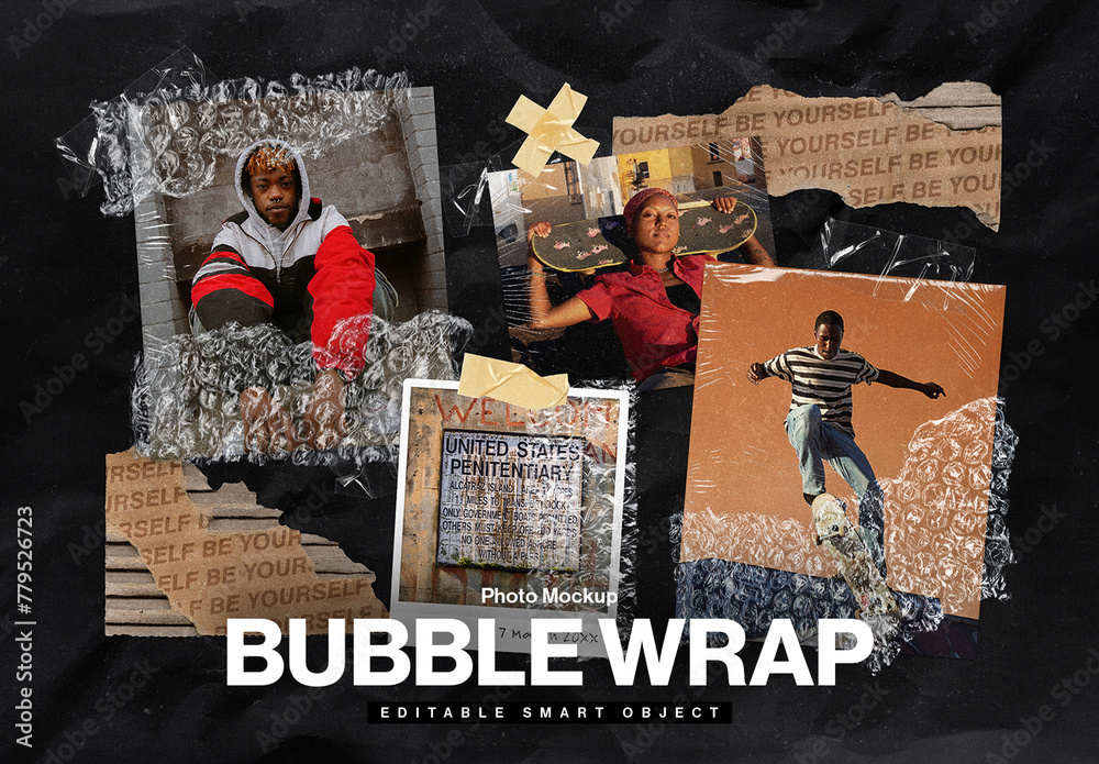 Bubble Wrap Photo Collage Mockup Stock Template | Adobe Stock