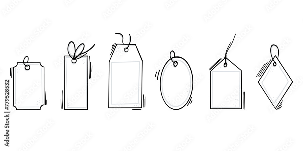Hand drawn price tag. Shopping hanging labels. paper stickers for gifts ...