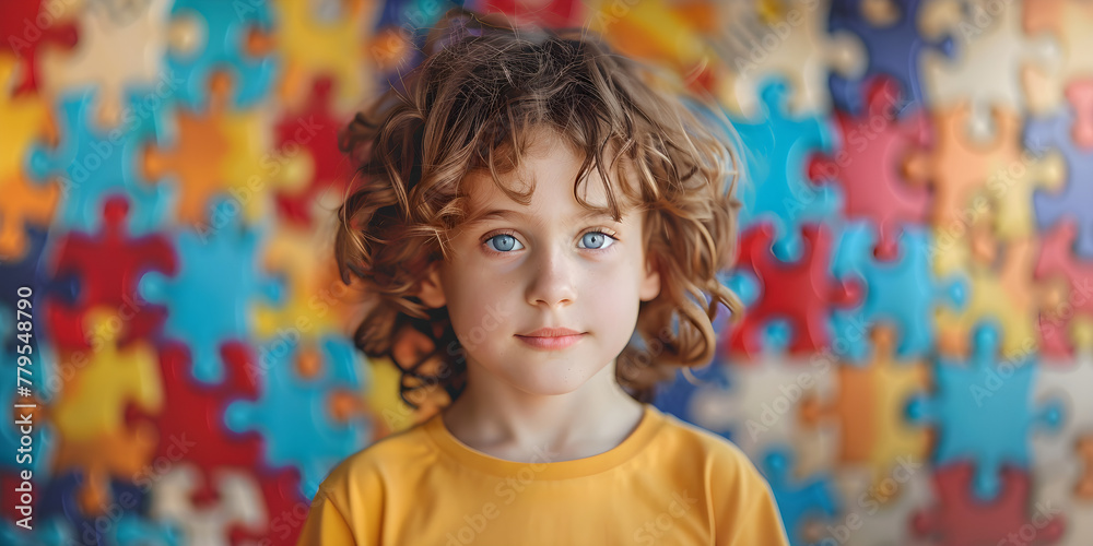 Fictional AI autistic child with puzzles, public awareness for autism ...