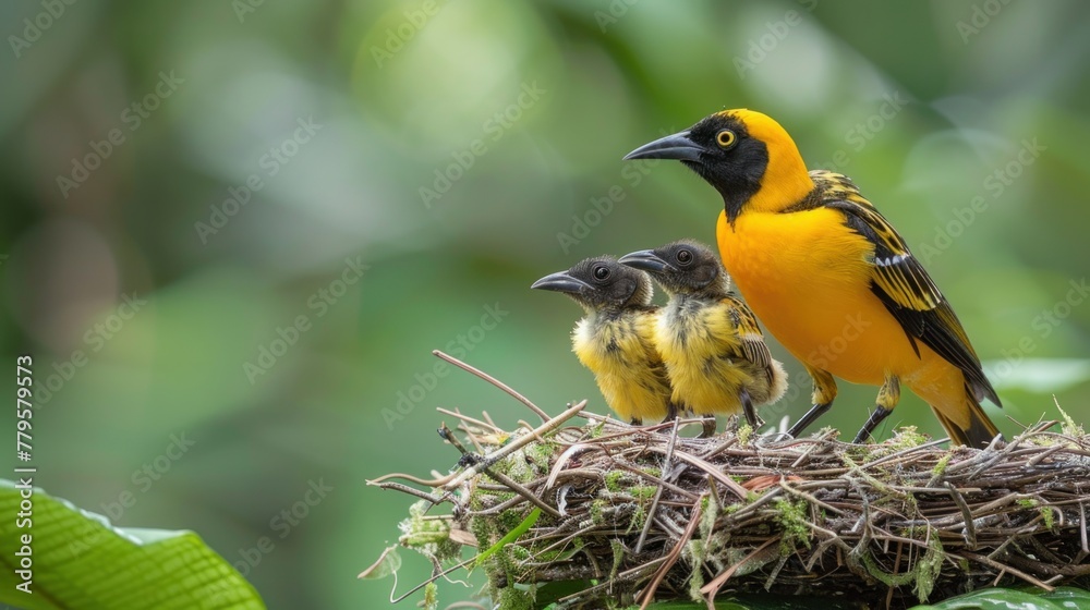 Photography, family of Yellow-tailed Oriole - AI Generated Digital Art ...