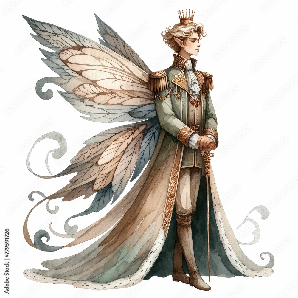 Fairy king with a majestic presence. watercolor illustration, Perfect ...