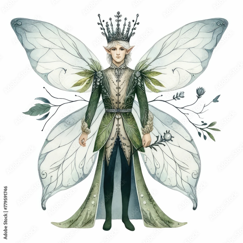 Fairy king with a majestic presence. watercolor illustration, Perfect ...