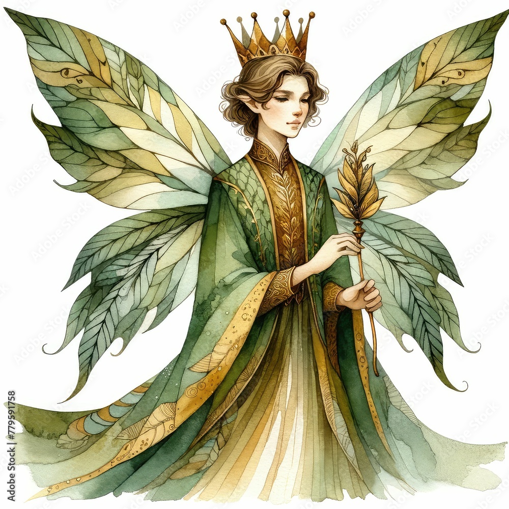Fairy king with a majestic presence. watercolor illustration, Perfect ...