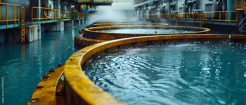 Contemporary city sewage treatment facility with advanced technology ...