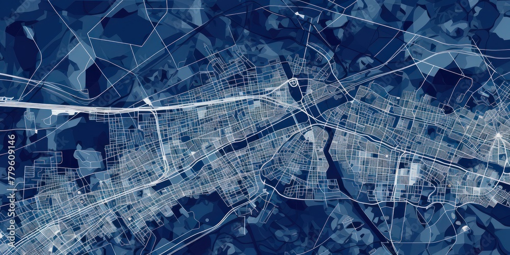 Navy Blue and white pattern with a Navy Blue background map lines ...