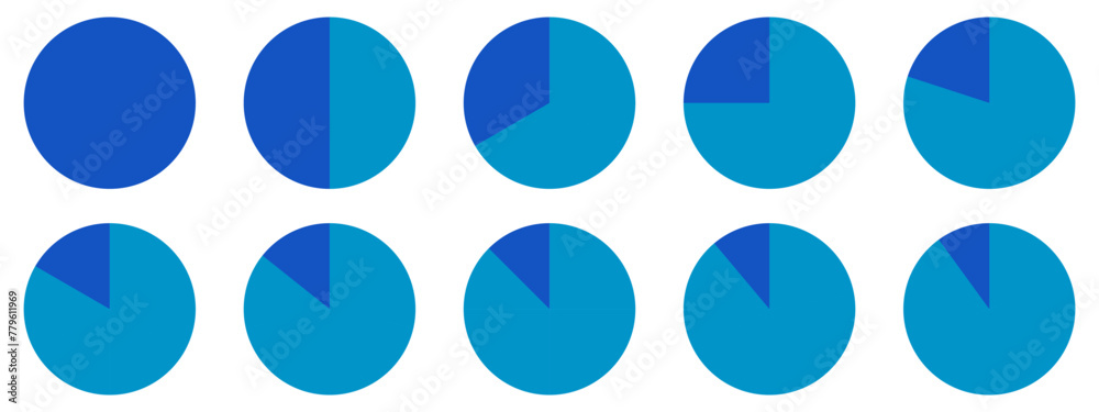 Circles divided diagram 3, 10, 7, graph icon pie shape section chart ...
