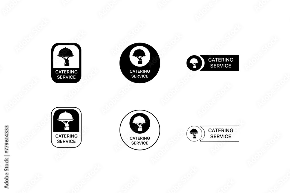 Catering service signs. Silhouette, signs of different shapes, catering ...