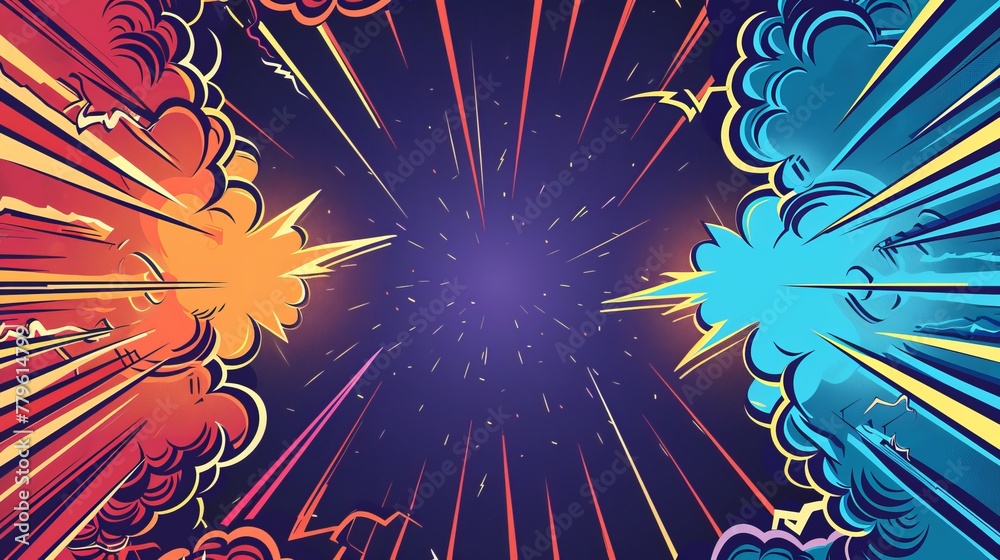 Comics-inspired versus frame with a lightning ray border, a comic ...