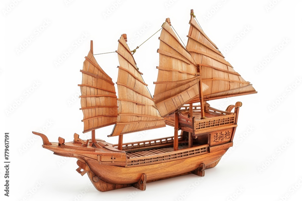 Handmade wooden Chinese junk boat model a traditional design from the ...