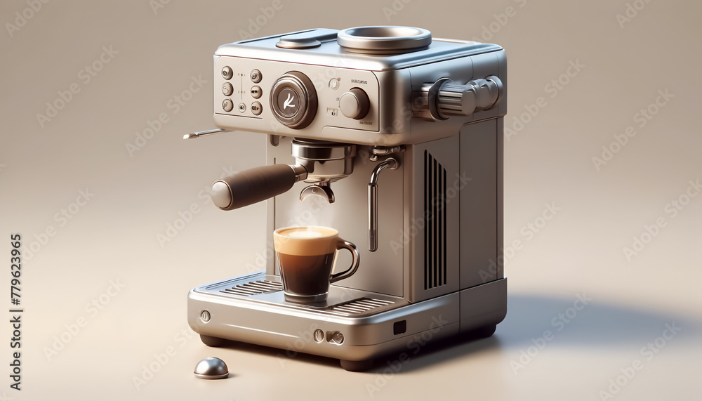 Modern Espresso Machine: 3D Model with Coffee Cup in Wide Format ...