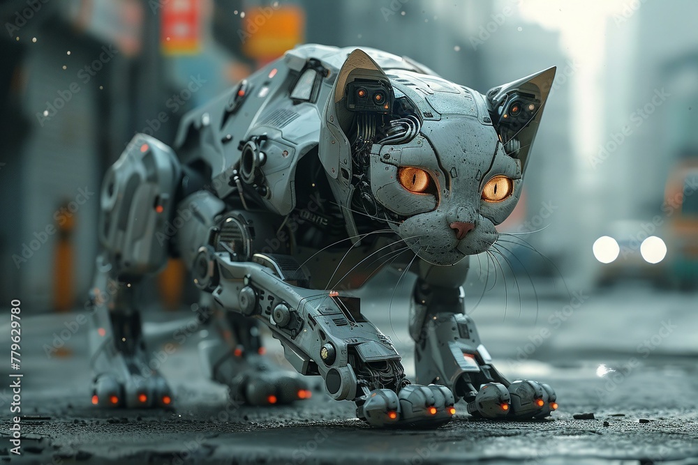 AI and feline form merge, as robotic cats patrol the streets of future ...