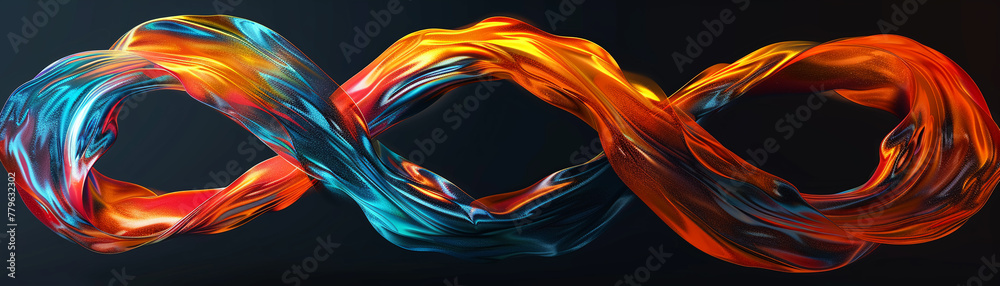 Infinity symbol abstractly interpreted in vibrant digital textures ...