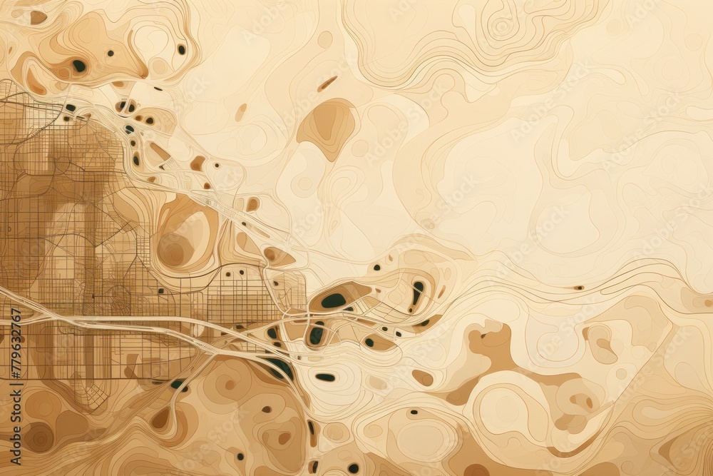 Tan and white pattern with a Tan background map lines sigths and ...