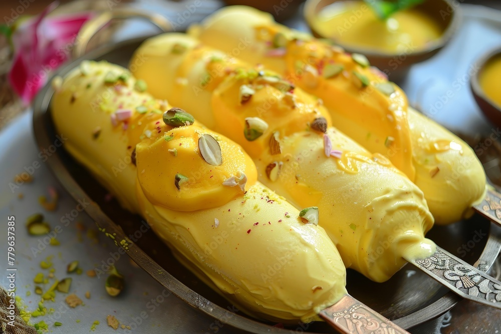 Kulfi is an Indian frozen dessert similar to ice cream specifically ...