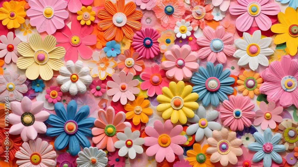 Colorful flower print patchwork quilt background for stylish and ...