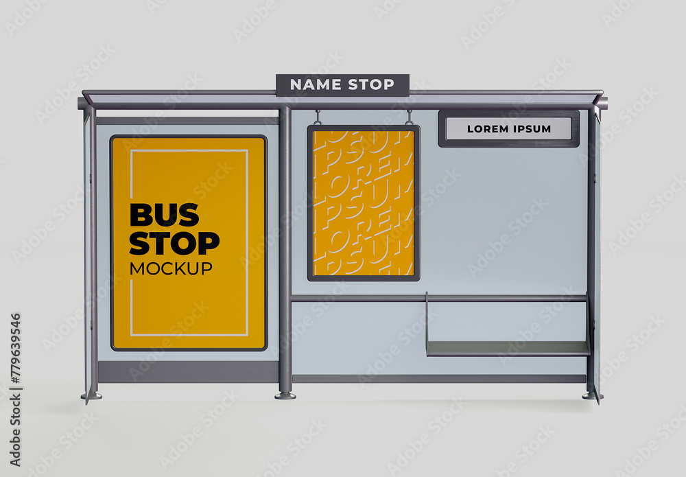 Front View Bus Stop Mockup Stock Template | Adobe Stock