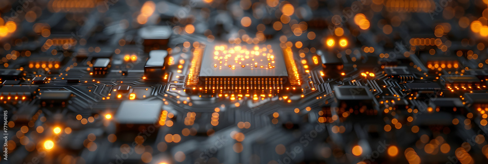 Technology Circuit Chip Shape Gold , A computer with a square of broken ...