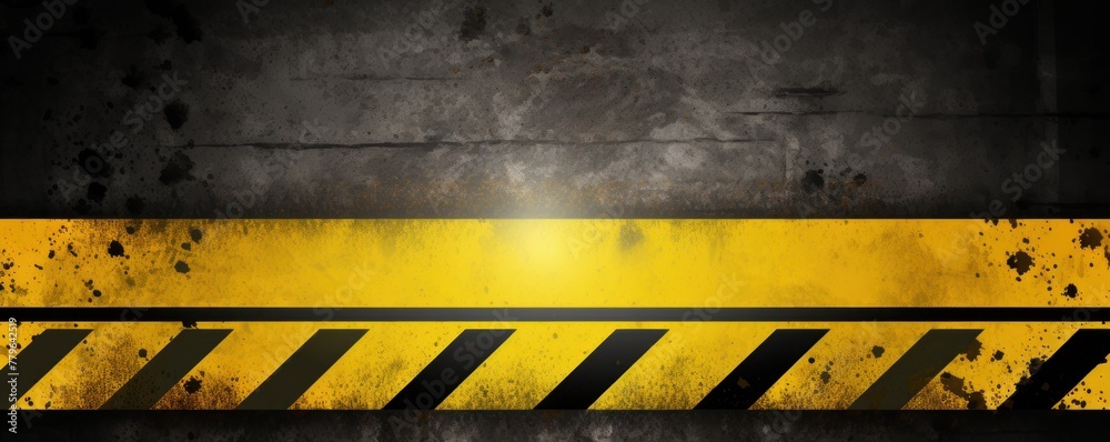 Yellow black grunge diagonal stripes industrial background warning frame, vector grunge texture ...