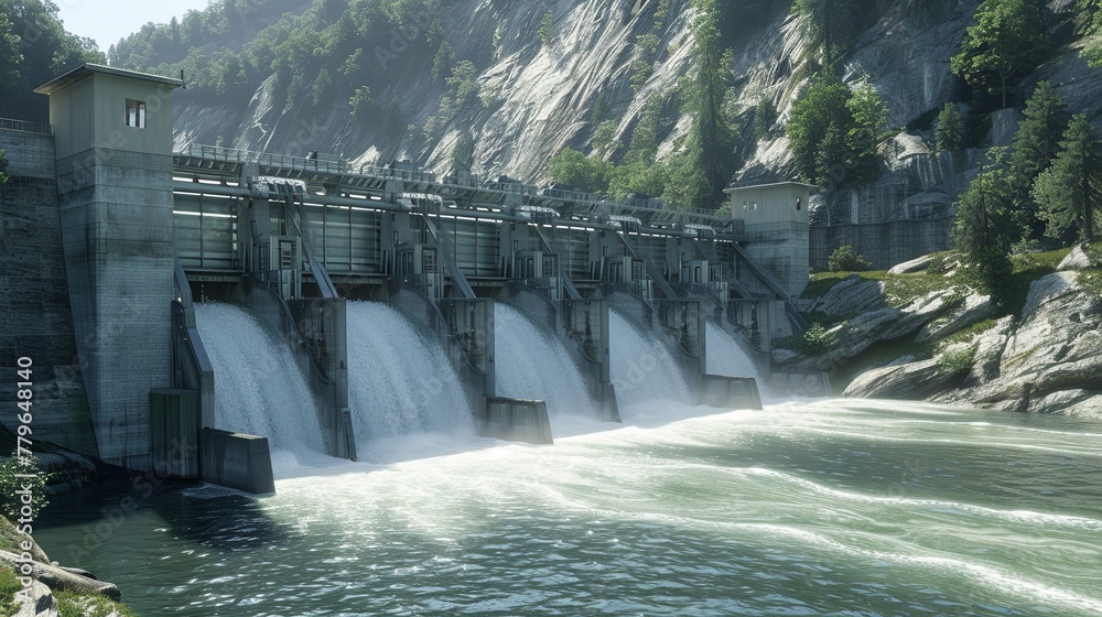 Realistic 3D model of a hydroelectric dam with interactive features to ...