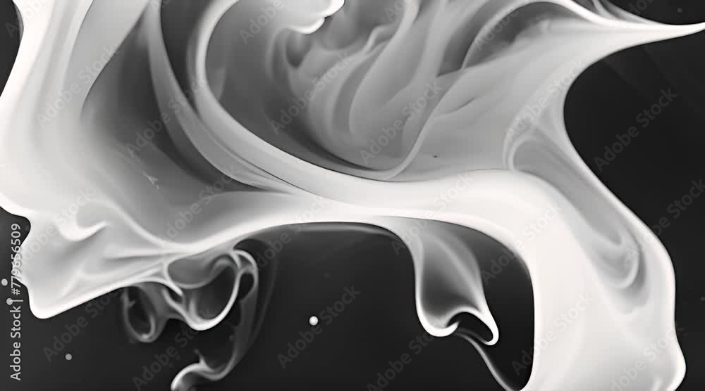 White ink flowing transition on black background White smoke paint ...