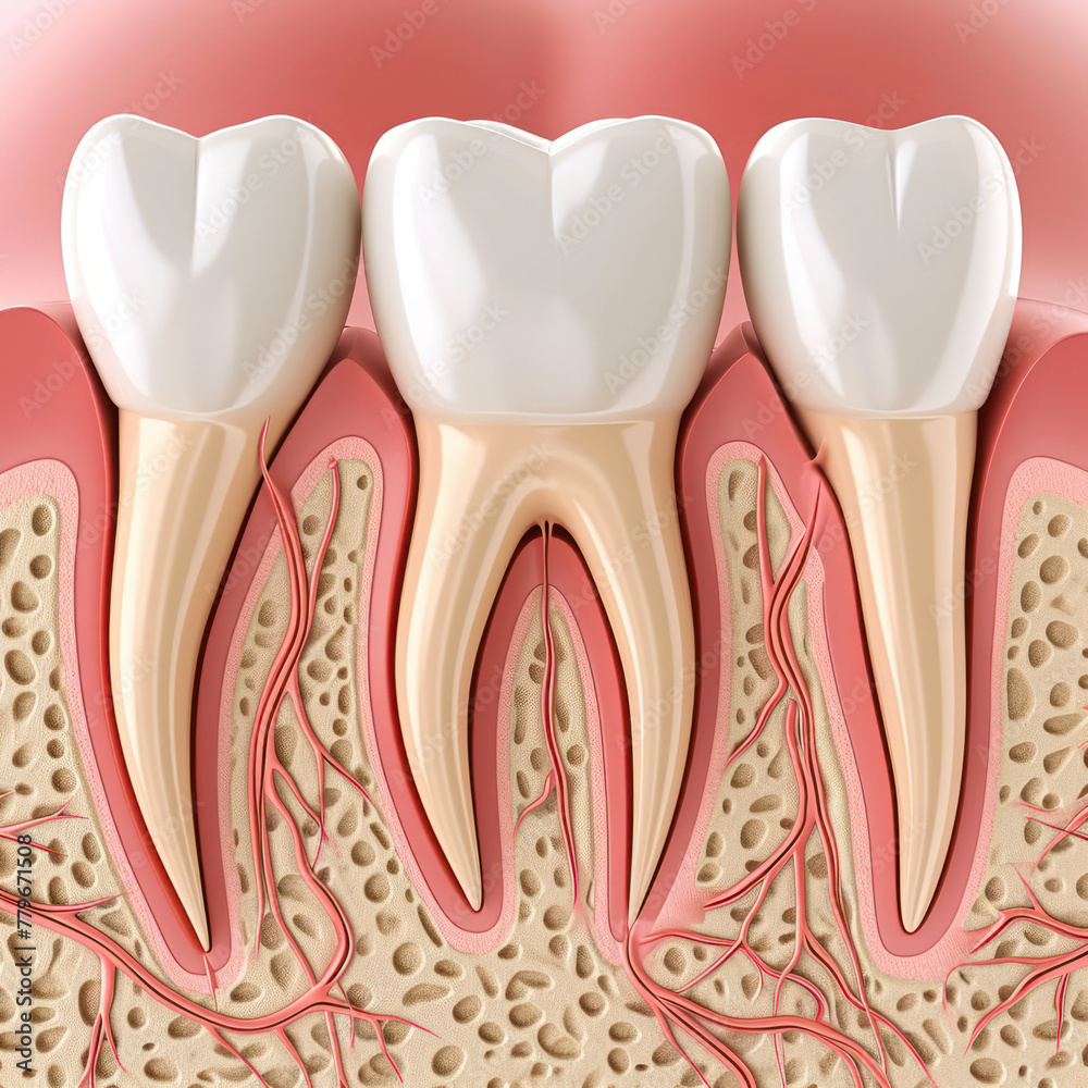 Dental anatomy illustration showing healthy teeth cross-section ...