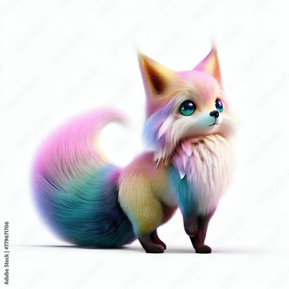 furry forest animal with beautiful colors and white backgroundwith ...