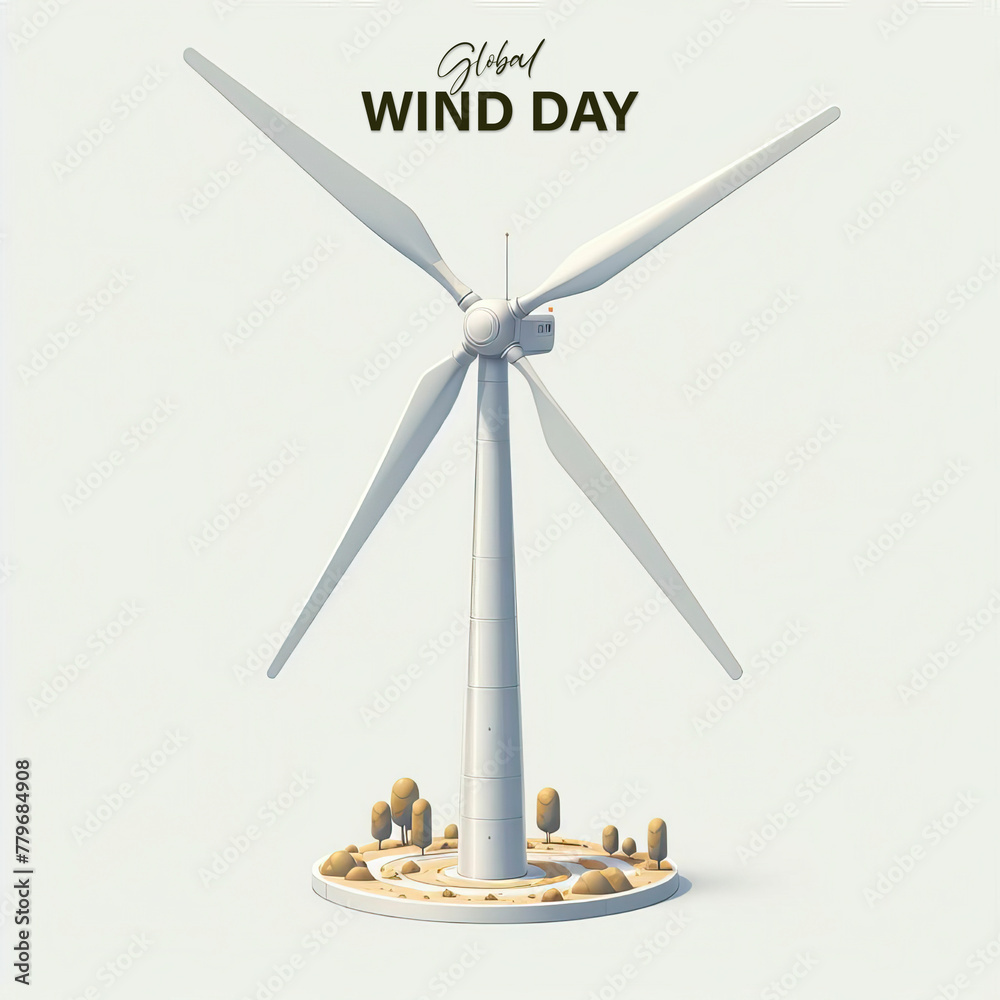 Global wind day | Global wind day poster, Wind energy. wind day, vector ...