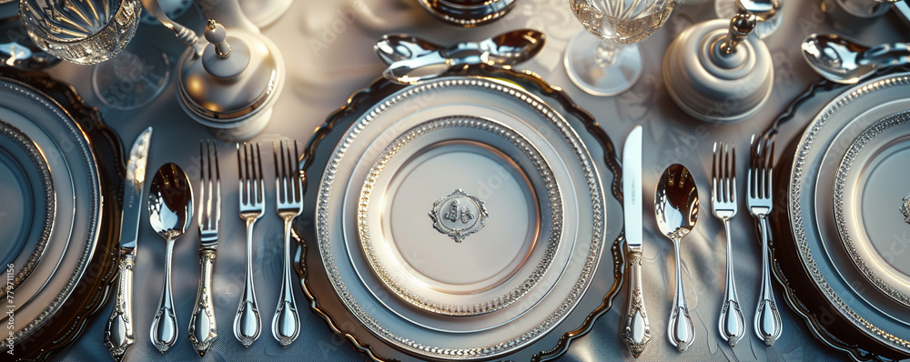 Elegant French silverware, classic and refined, reminiscent of grand ...