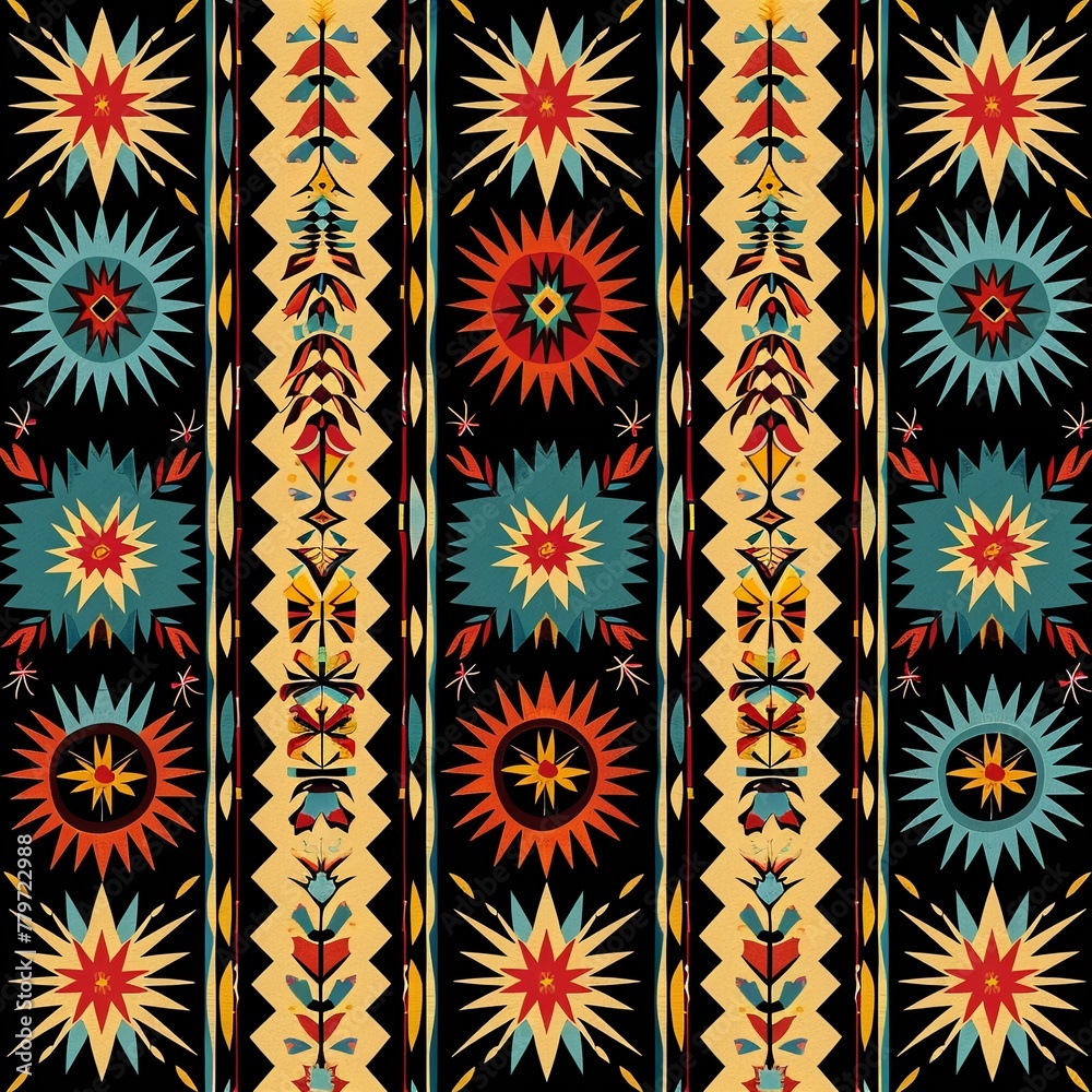 Authentic Native Indian textile pattern, with complex symbols and ...