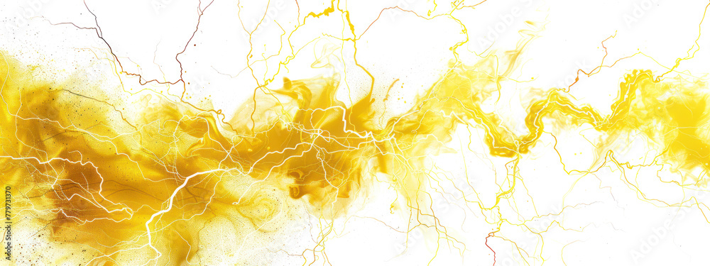 yellow electricity lightning isolated on transparent or white ...