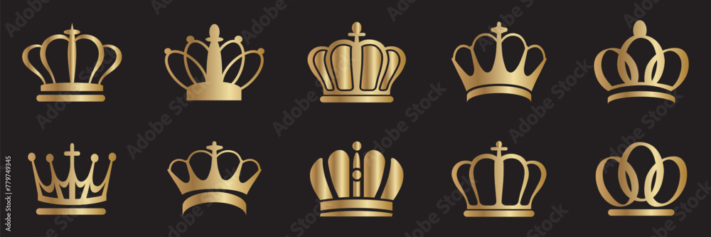 Crown icon set. Crown sign collection. Vector illustration. line crown ...