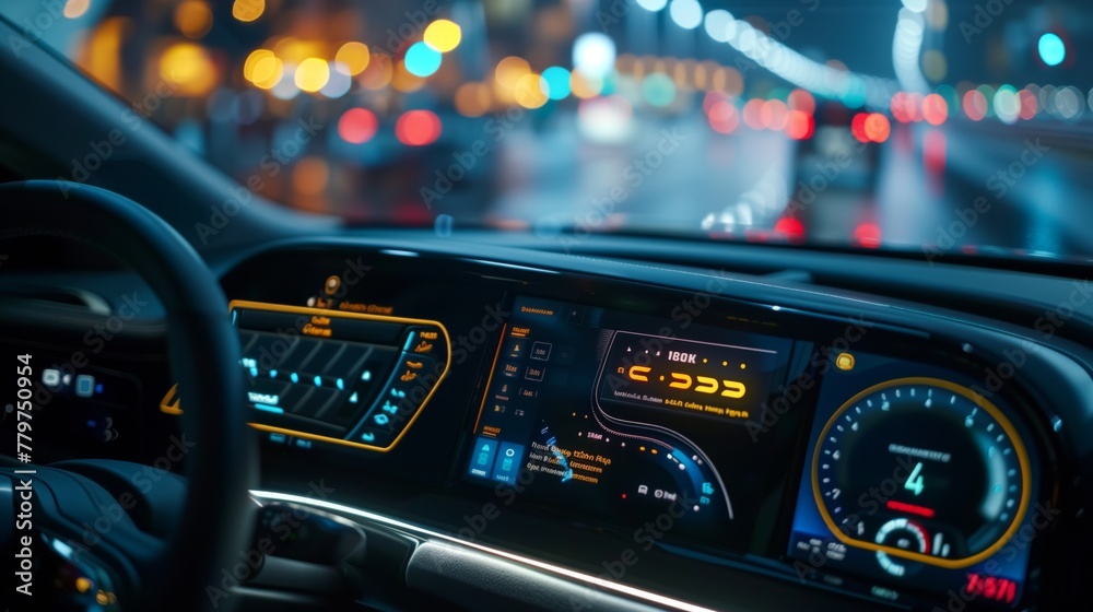 Modern Vehicle Dashboard with Interactive Displays. Modern car ...