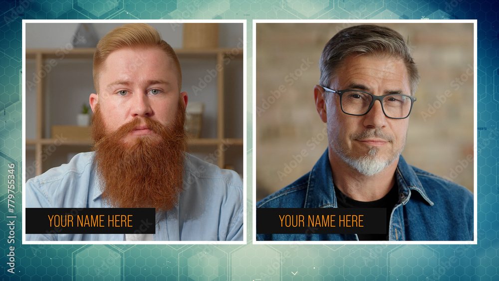 Science Video Interview Display. Split Multi Screen. Stock Template ...