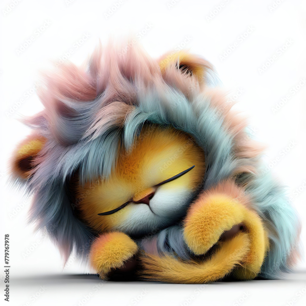3D furry forest animal with beautiful colors and white background. with ...