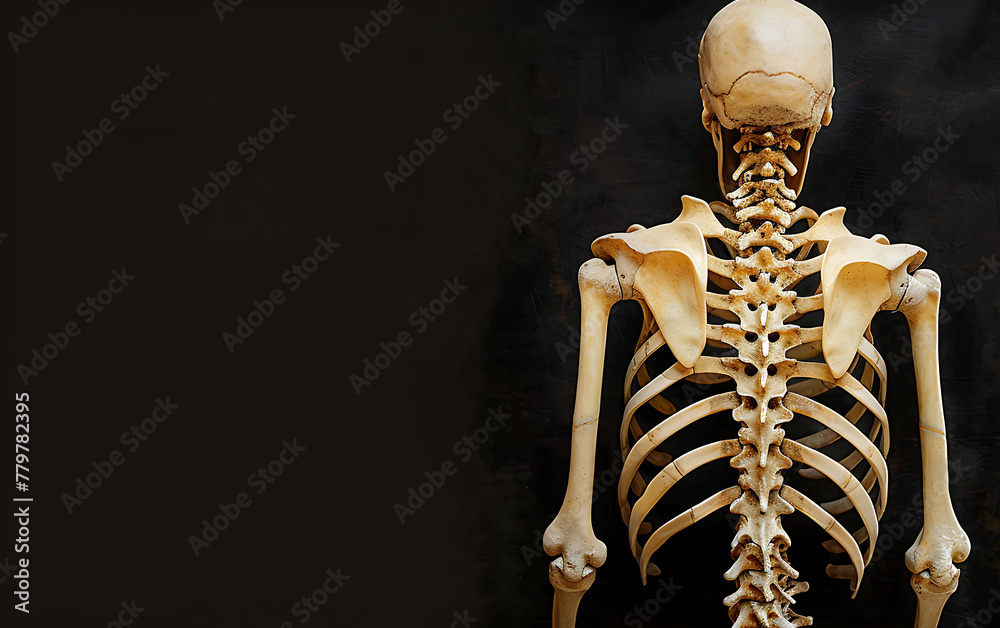 Human Skeleton Spinal Vertebral Column focus on a plain medical ...