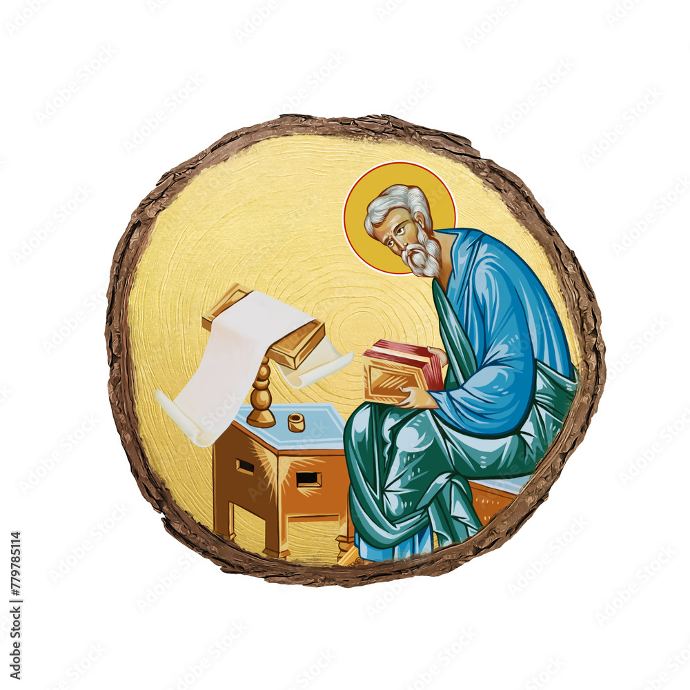 Christian vintage illustration with Matthew Levi the Apostle . Golden ...