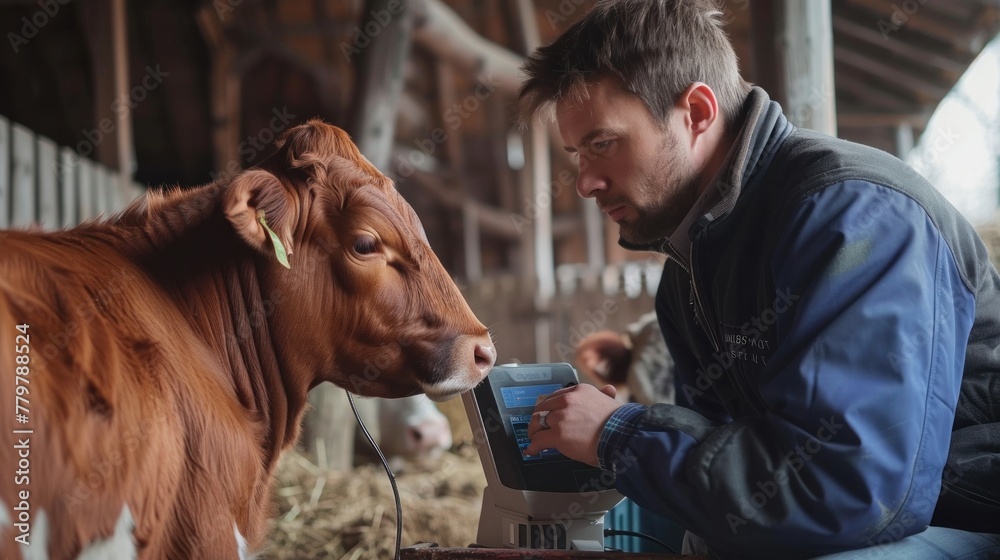 Artificial insemination of cows, veterinarians with ultrasound ...