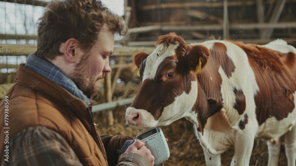 Artificial insemination of cows, veterinarians with ultrasound ...