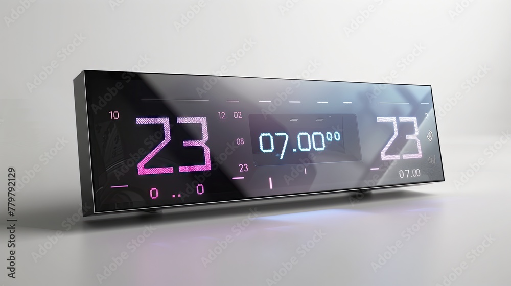 Modern digital clock design with sleek LED flat screen. The clock ...