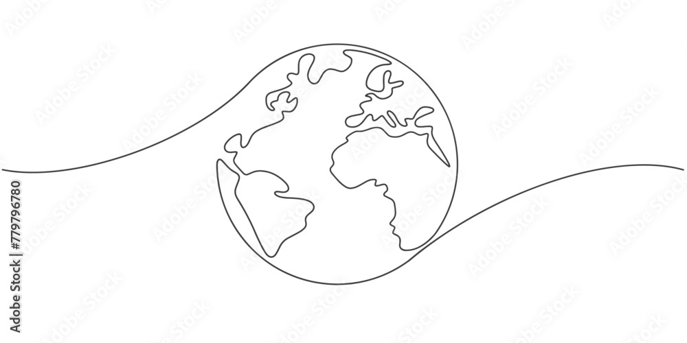 Earth line art style vector illustration, Earth day line art ...