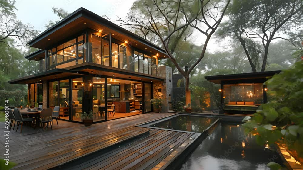 4K Video Clip Concept design of a two-storey modern house. For use in ...