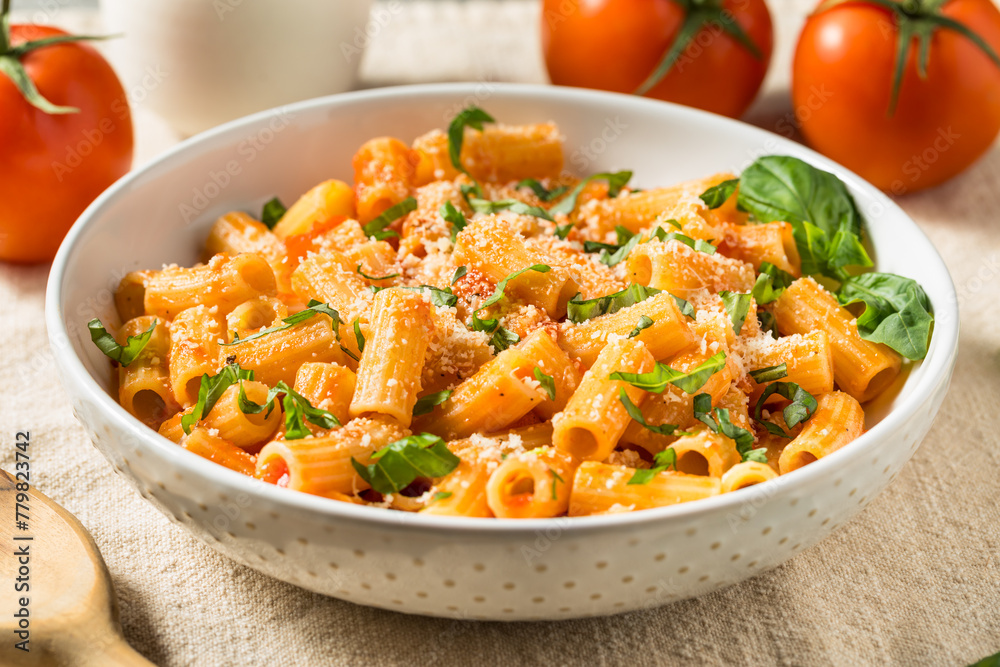 Homemade Italian Maccheroni Pasta with Red Sauce Stock Photo | Adobe Stock