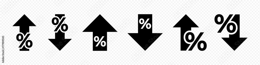 Vector isolated up and down percentage arrow icon set Stock Vector ...