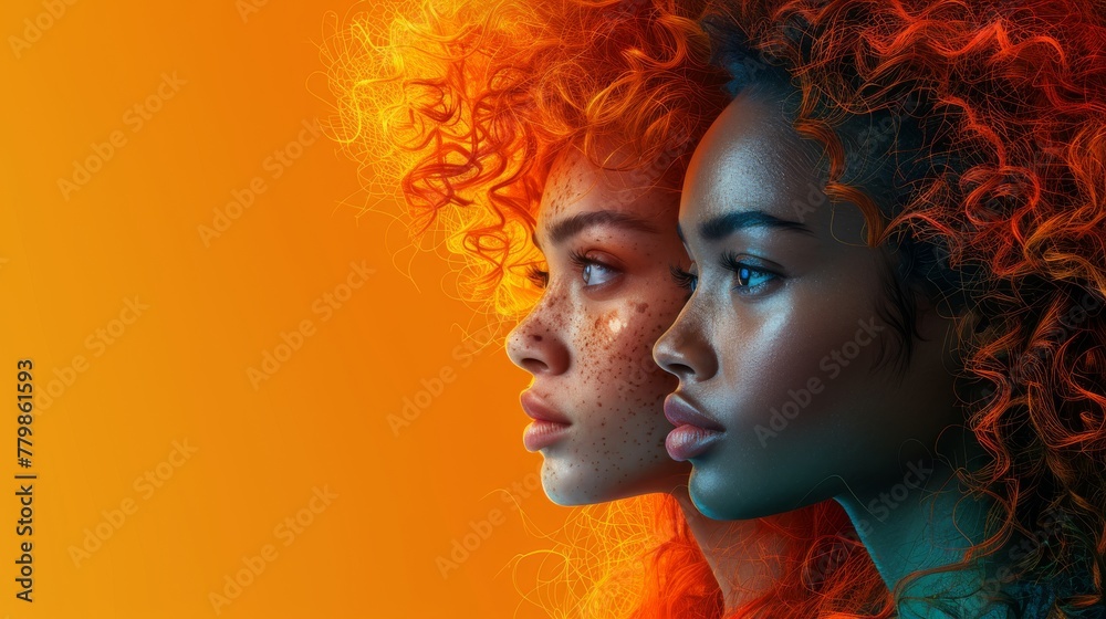 This banner represents a group of beautiful women with different skin ...