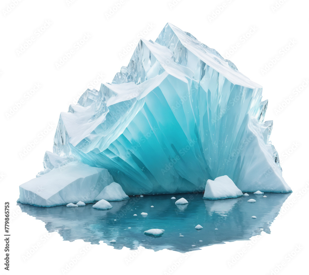 Arctic iceberg, glacier ice rock, blue and white transparent crystal ...