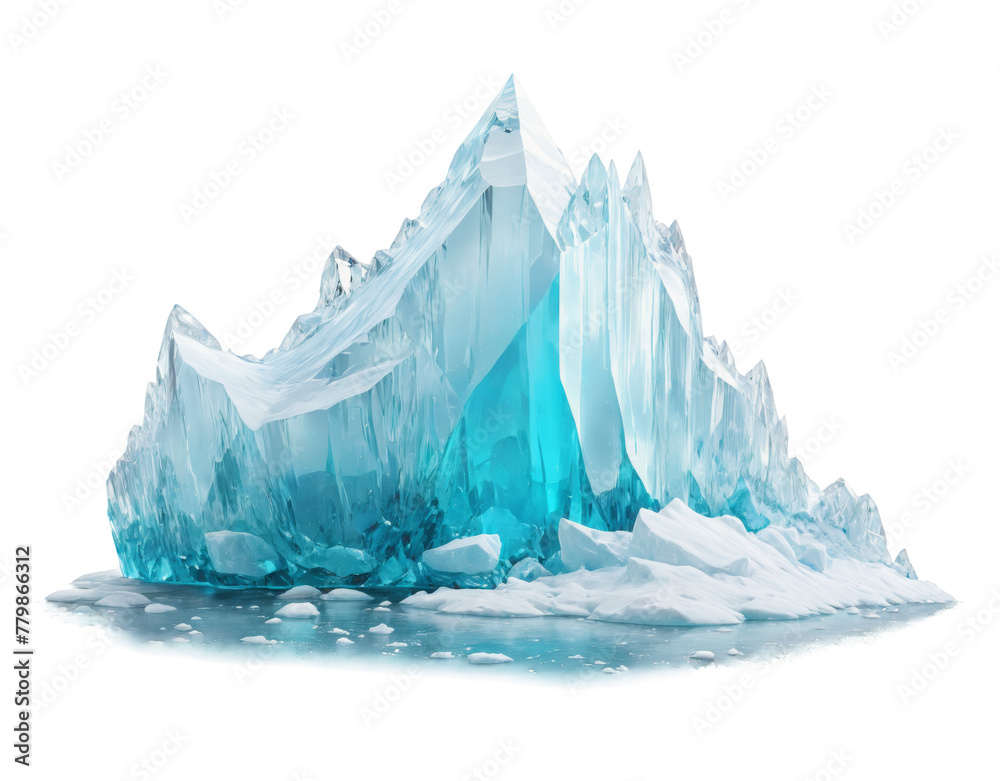 Arctic iceberg, glacier ice rock, blue and white transparent crystal ...